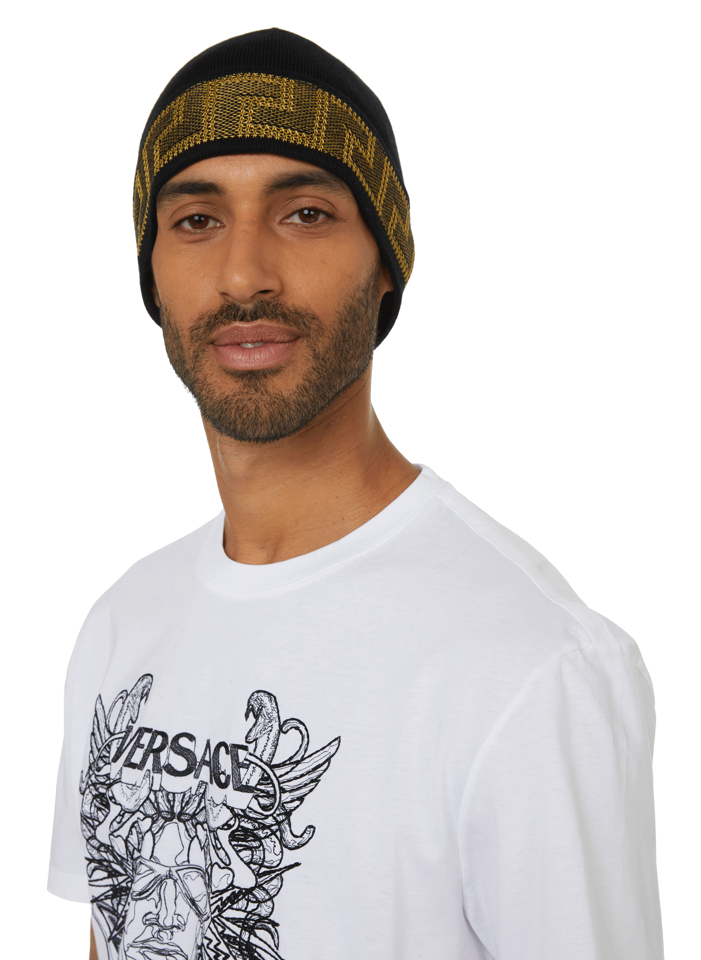 BEANIE WITH ICONIC PRINT - VERSACE for MEN | Printemps.com