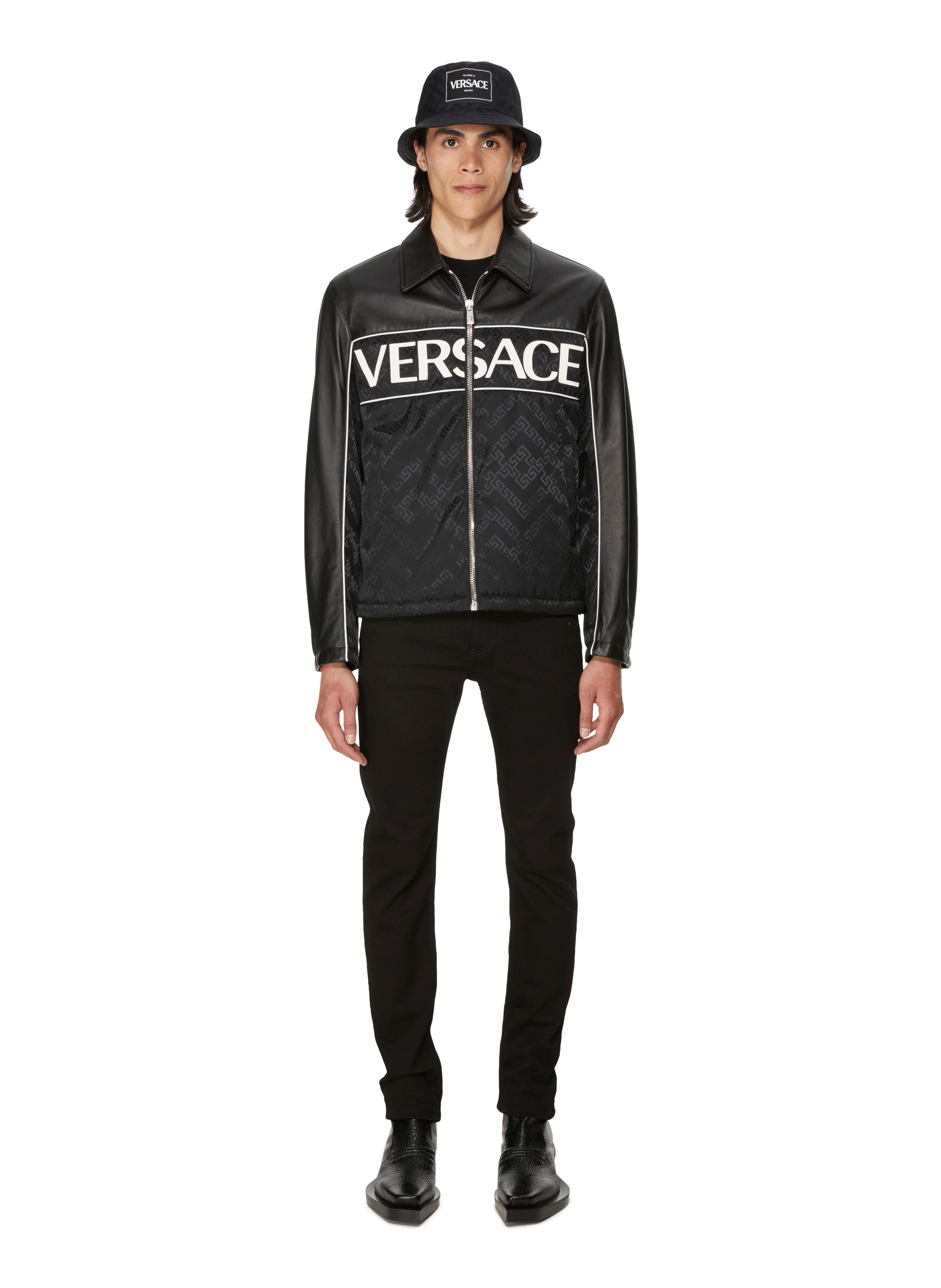 VESTE GRECA EN CUIR - VERSACE pour HOMME | Printemps.com