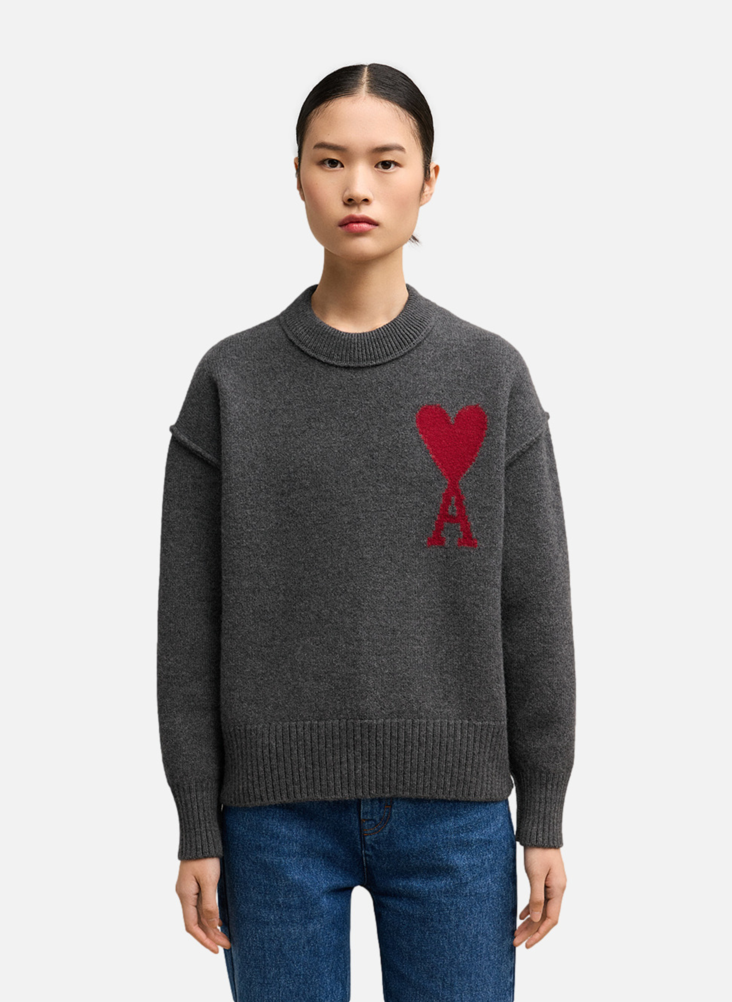PULL AMI DE COEUR ROUGE UNISEXE - AMI PARIS pour FEMME | Printemps.com