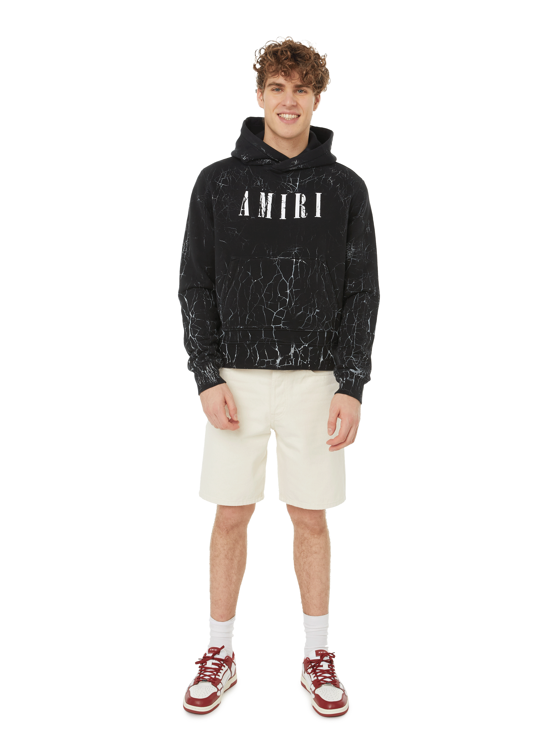 SWEAT À CAPUCHE EFFET CRAQUELÉ EN COTON - AMIRI pour HOMME | Printemps.com