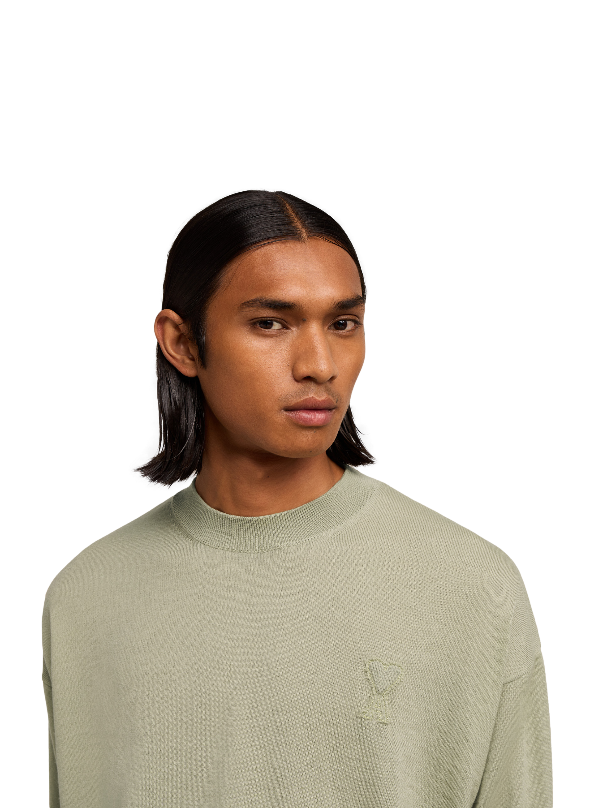 PULL COL ROND BRODERIE AMI DE COEUR UNISEXE - AMI PARIS pour FEMME ...