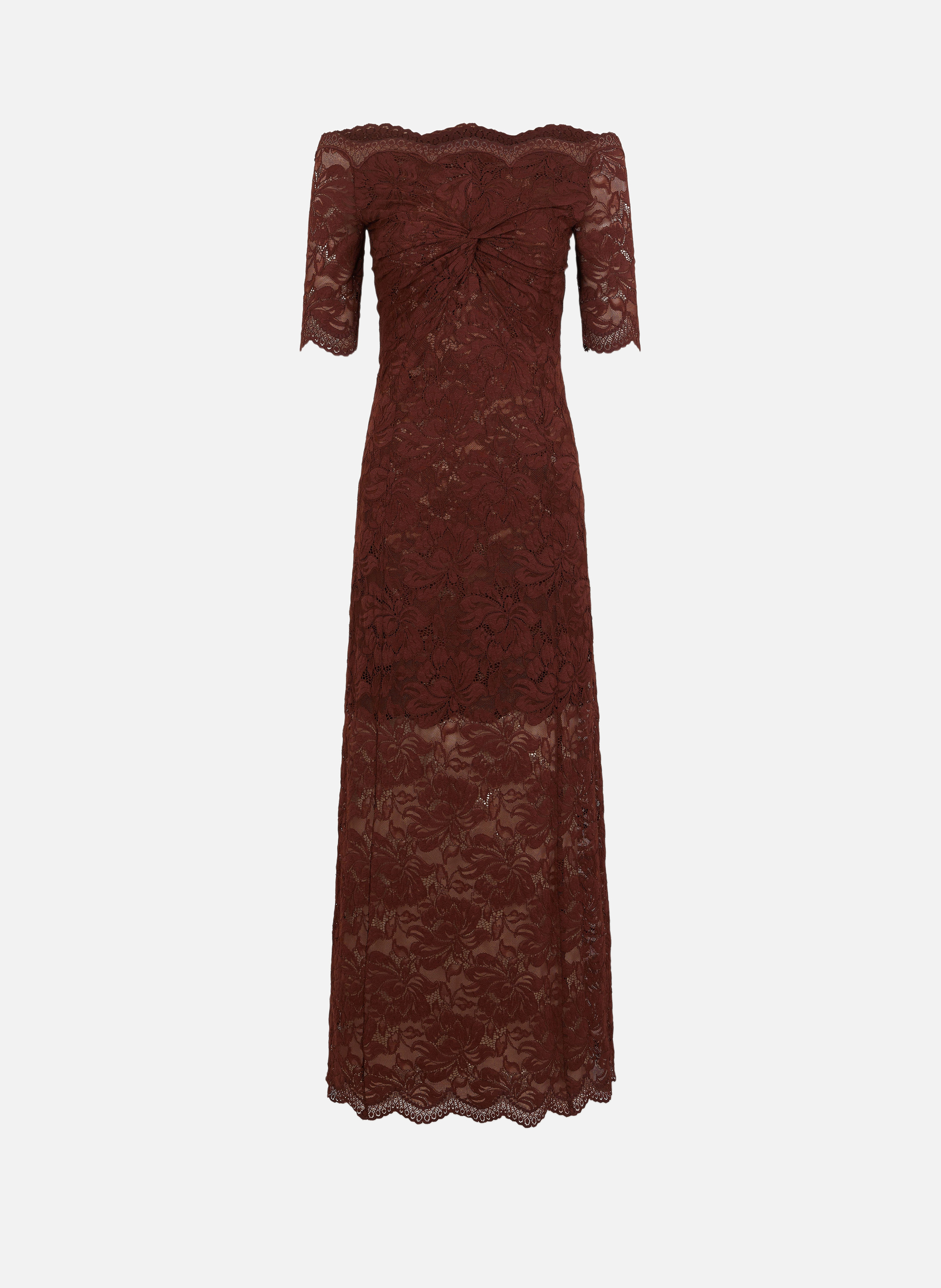 Robe longue en dentelle Marron Rabanne - Femme | Printemps.com