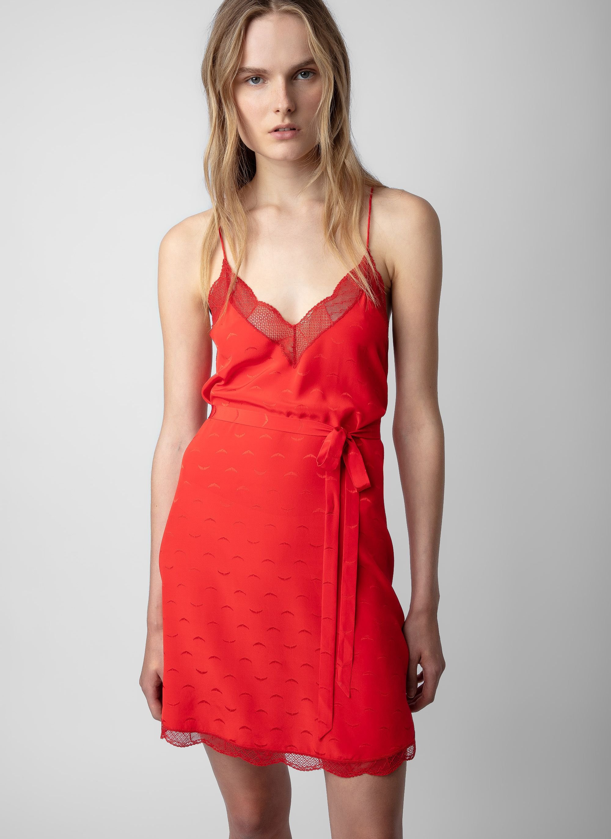 ROBE COURTE COL V JACQUARD EN SOIE RISTYZ - ZADIG&VOLTAIRE pour FEMME ...