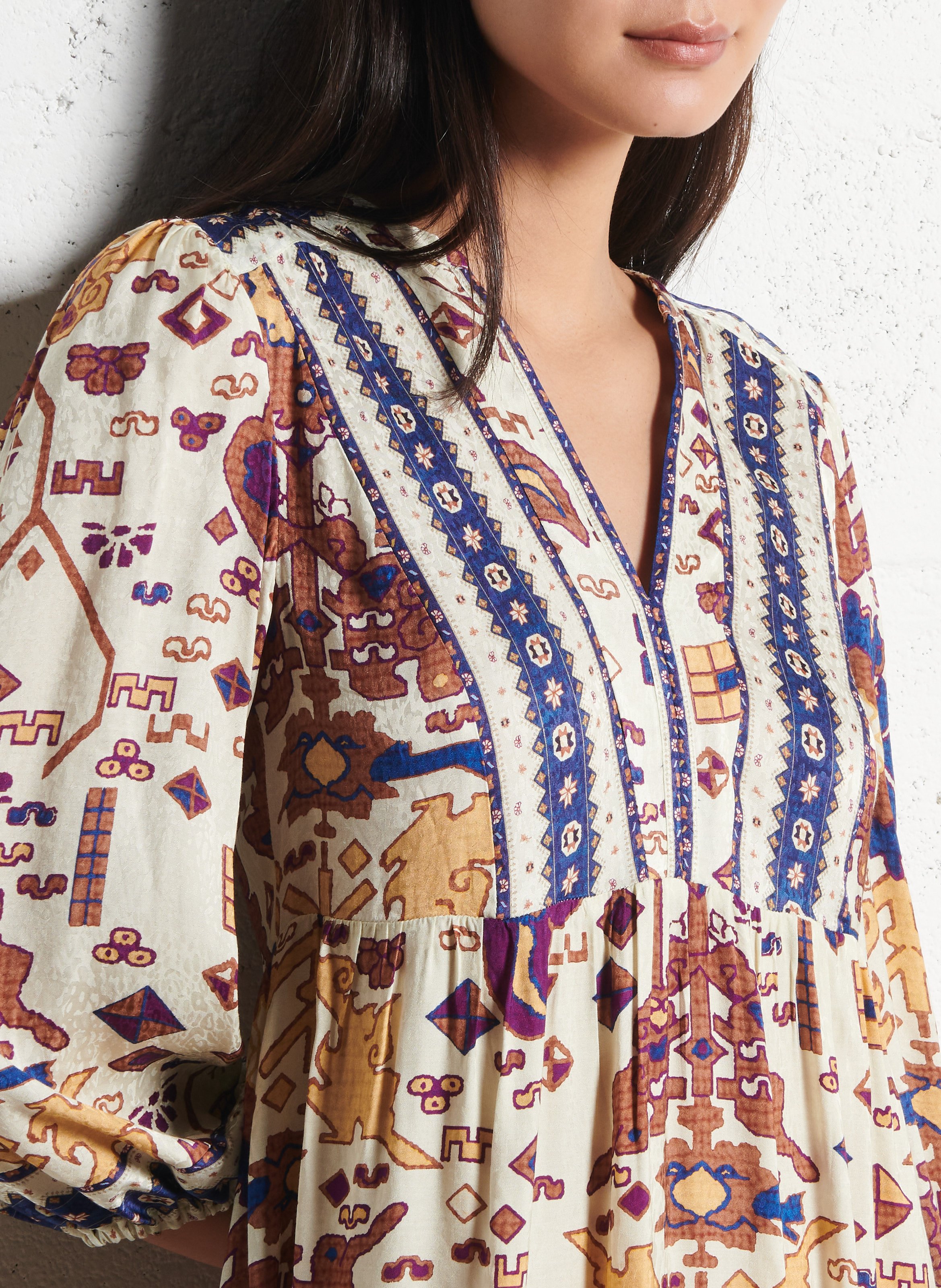 Robe Longue Ample Col V Valley - Ba&sh Femme | Printemps.com