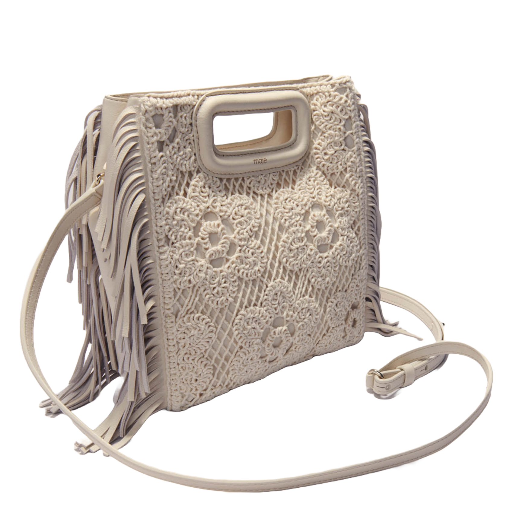 Sac Bandoulière Brodé à Franges M - Maje Femme | Printemps.com