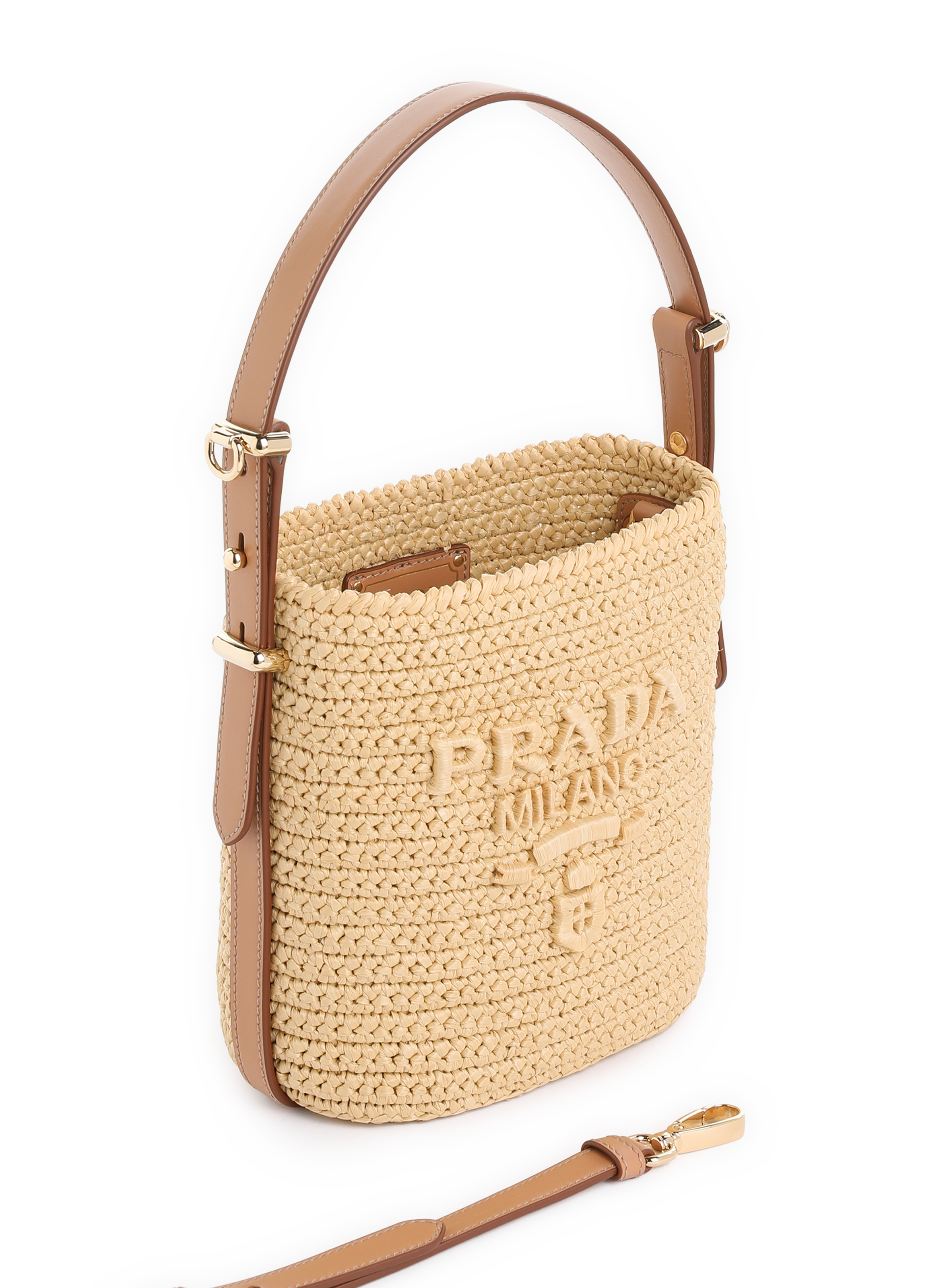 Sac Seau En Raphia Avec Logo - Prada Femme | Printemps.com
