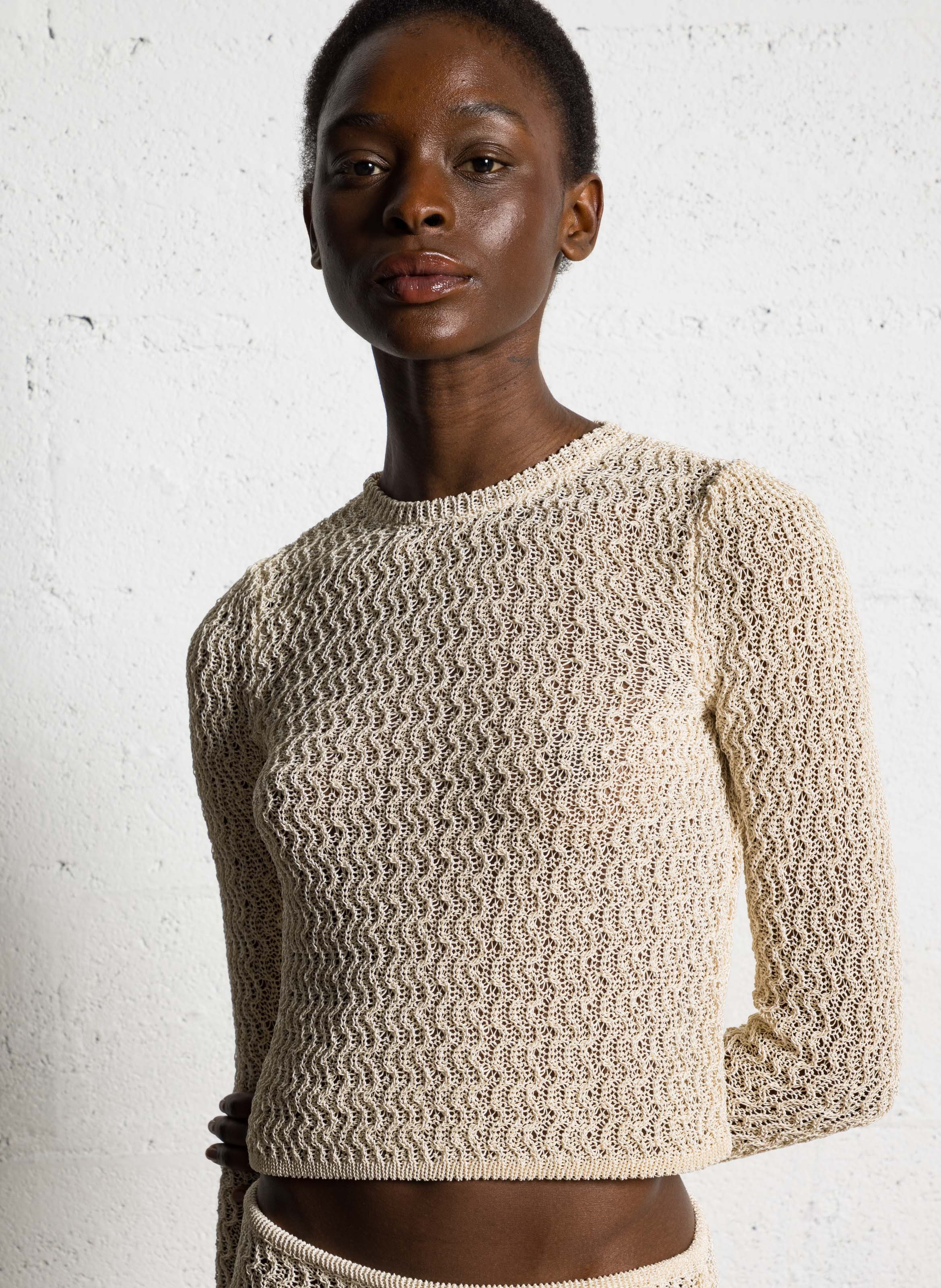 Pull droit ajouré manches longues ponia Beige Ba&Sh - Femme | Printemps.com