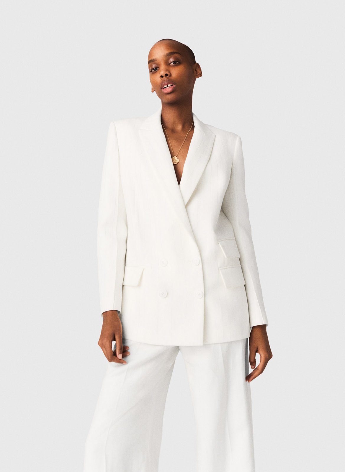 Veste de tailleur droite à rayures Blanc Maje - Femme | Printemps.com