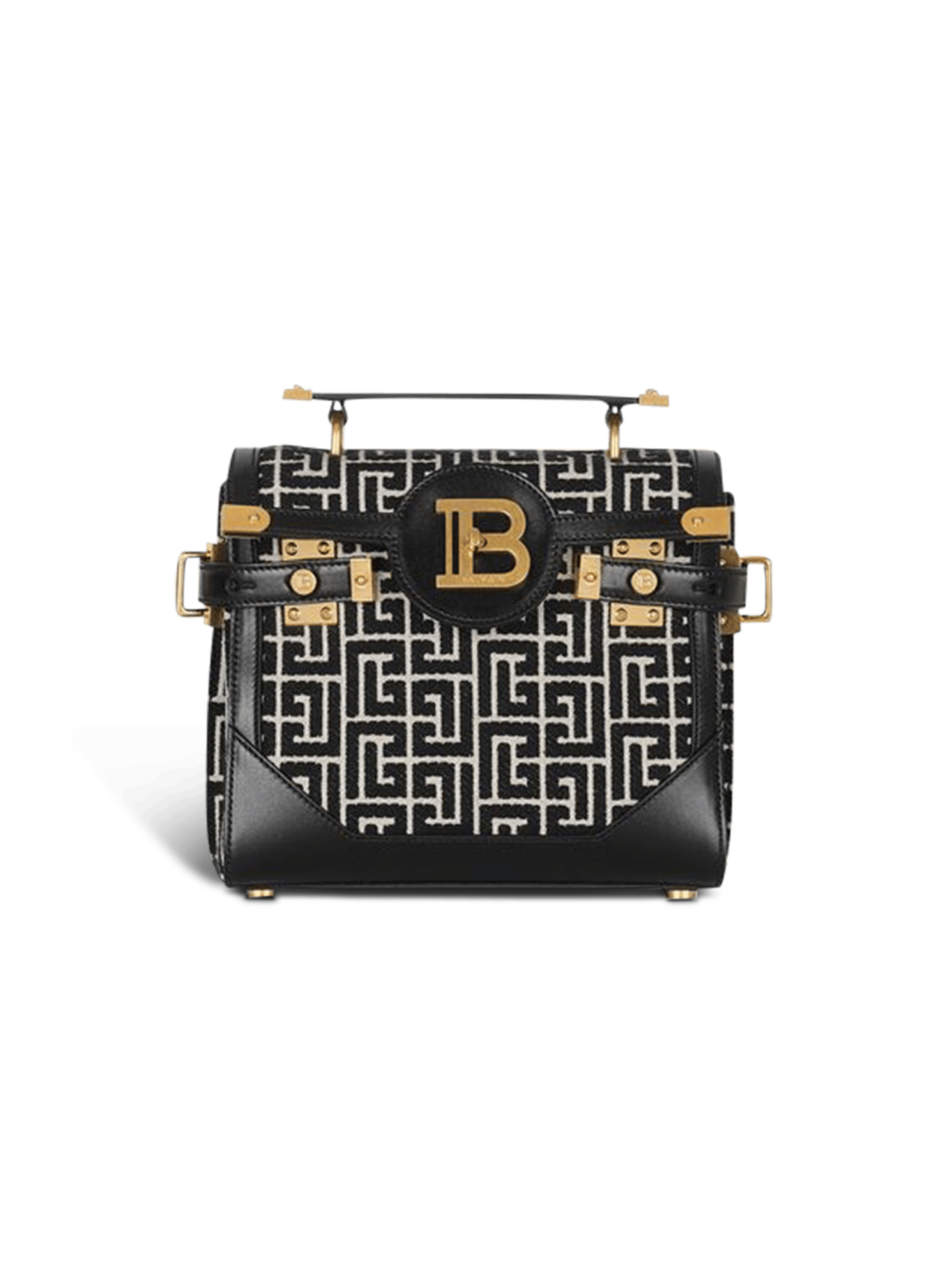 SAC B-BUZZ 23 EN JACQUARD BICOLORE ET EMPIèCEMENT EN CUIR - BALMAIN ...
