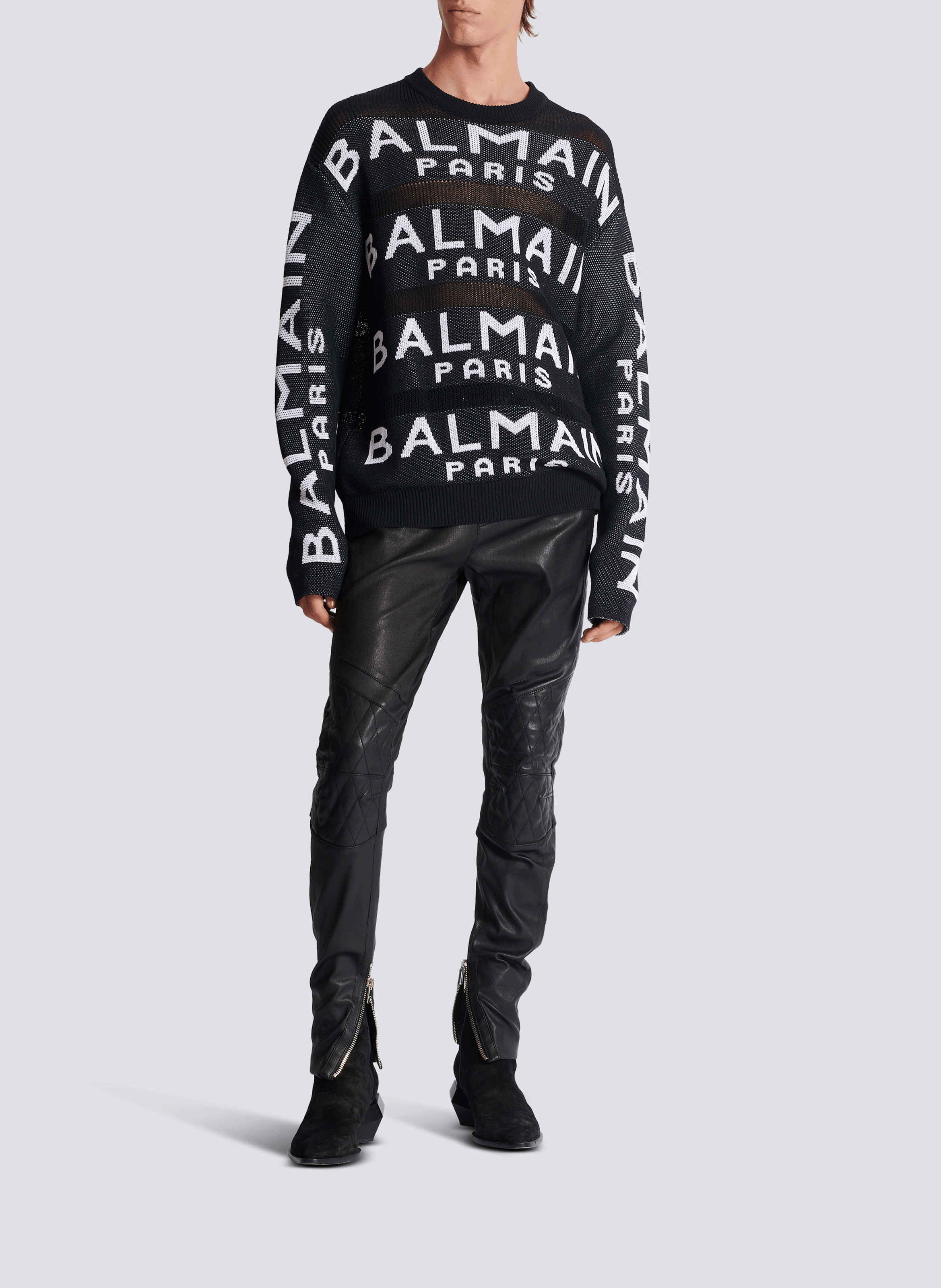 PULL EN MAILLE à LOGO BALMAIN - BALMAIN pour HOMME | Printemps.com