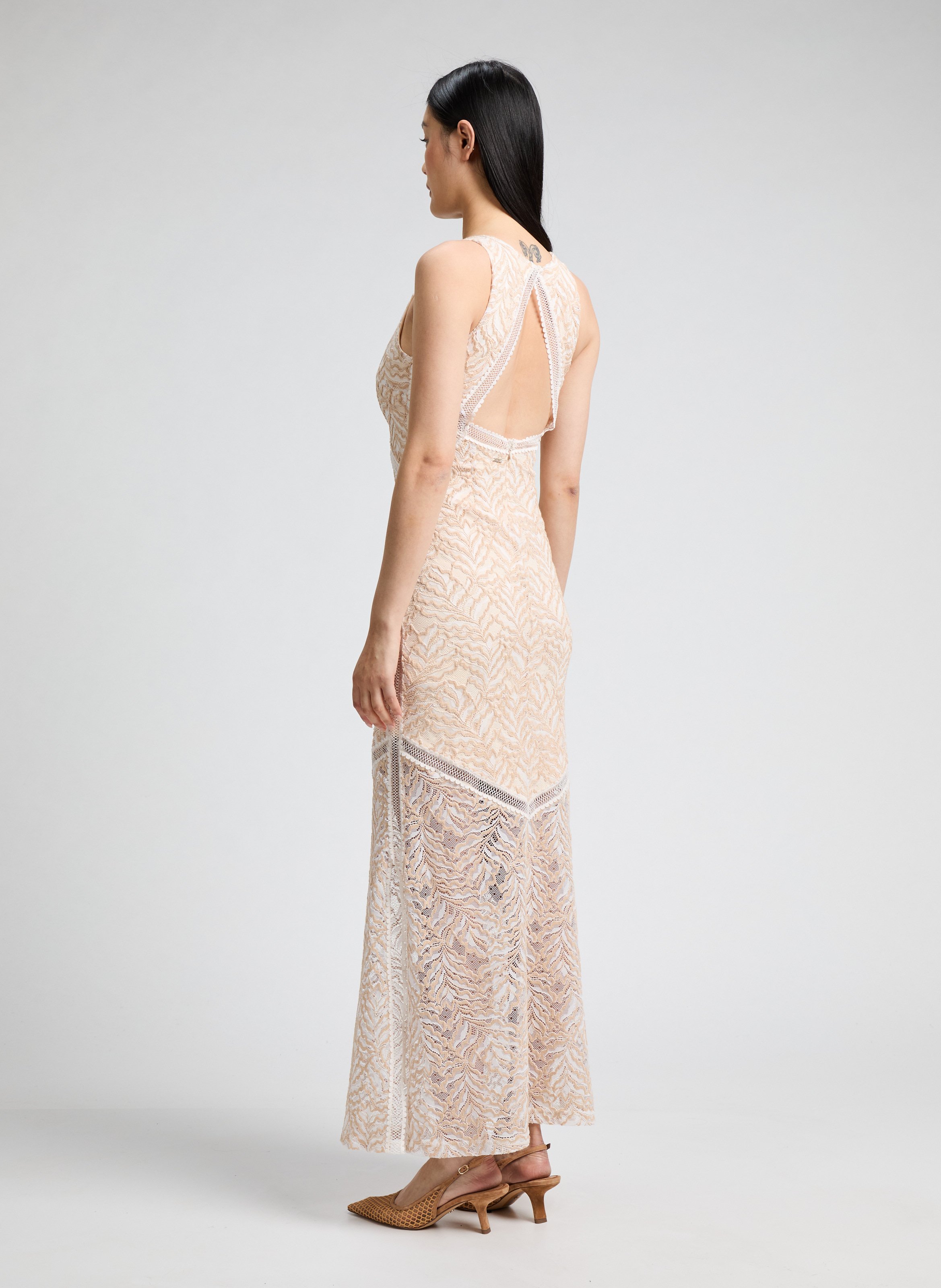 Robe Longue à Dentelle - Guess Femme | Printemps.com