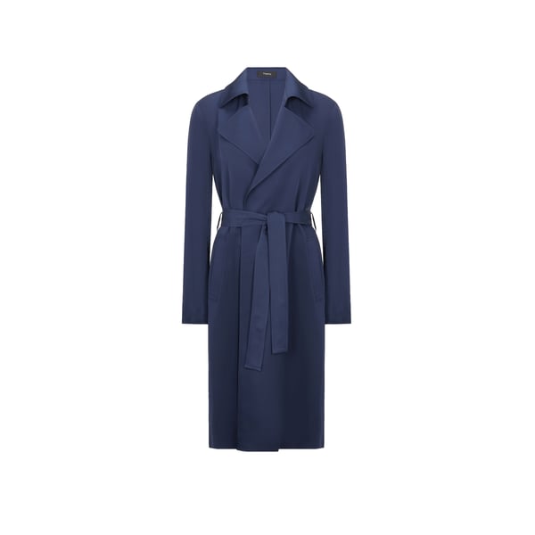 Theory Oaklane Silk Trench Coat Modesens