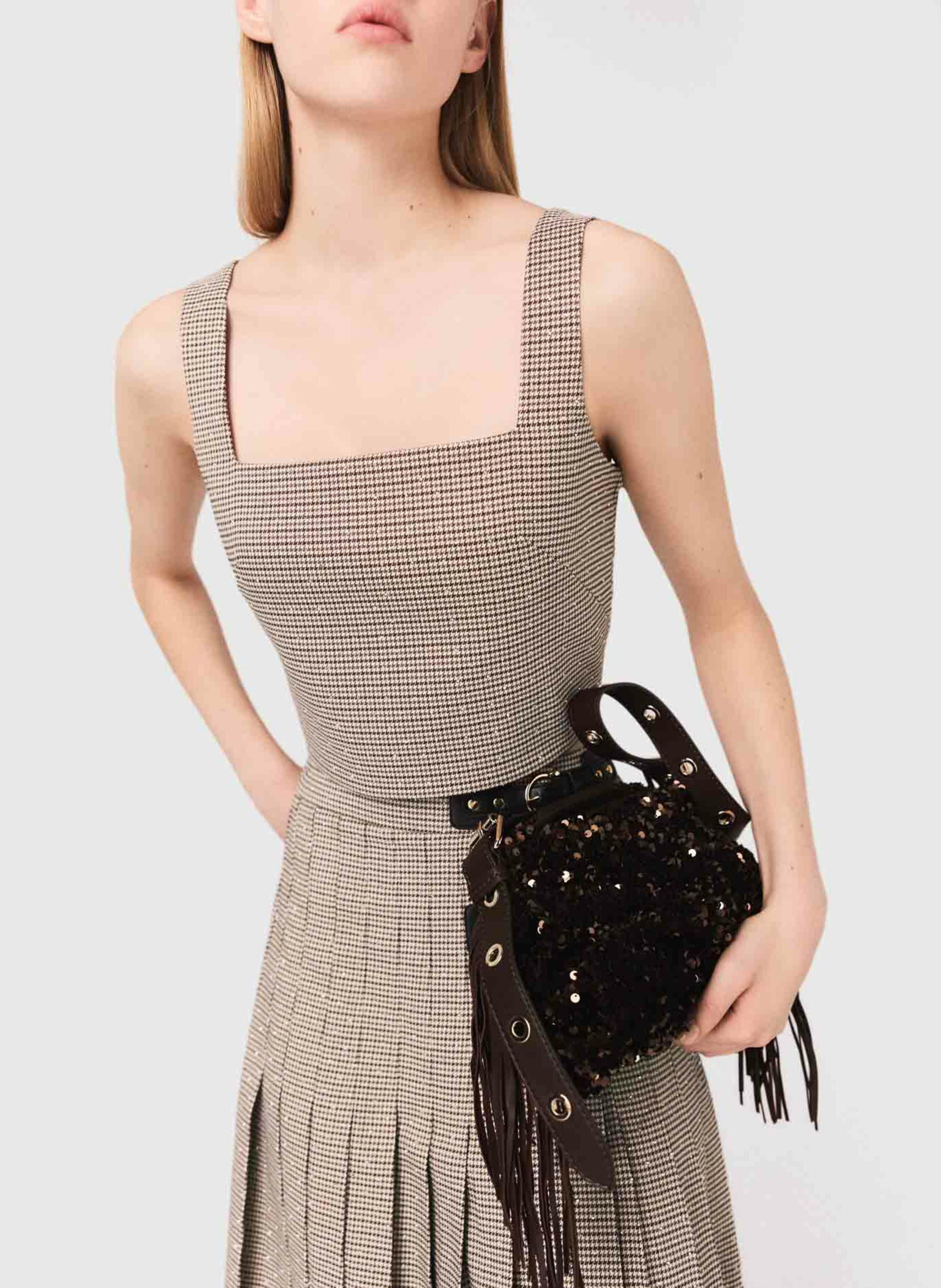 Crop top imprimé Marron Maje - Femme | Printemps.com