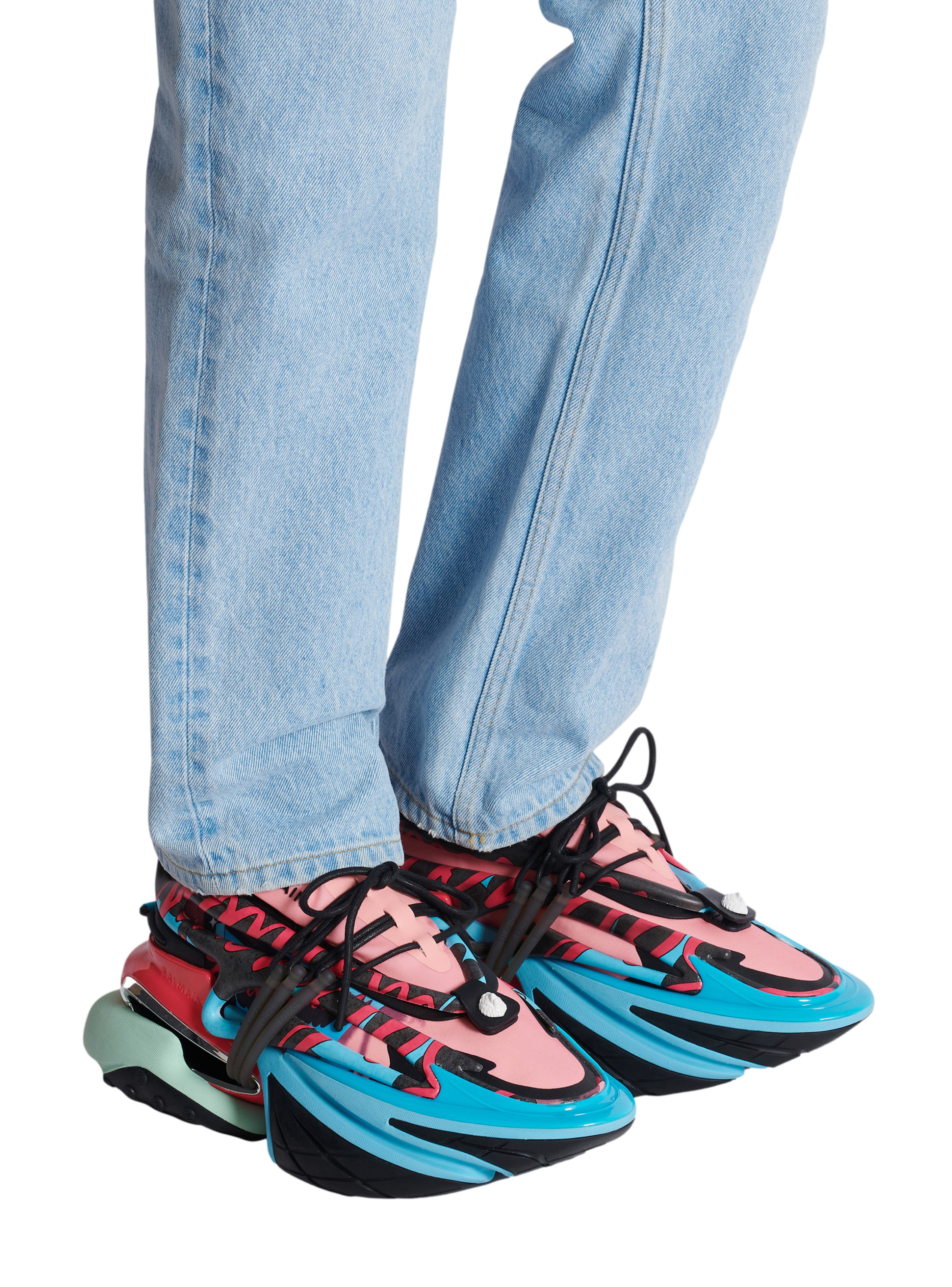 BASKETS UNICORN LOW EN NéOPRèNE ET CUIR DE VEAU - BALMAIN pour HOMME ...