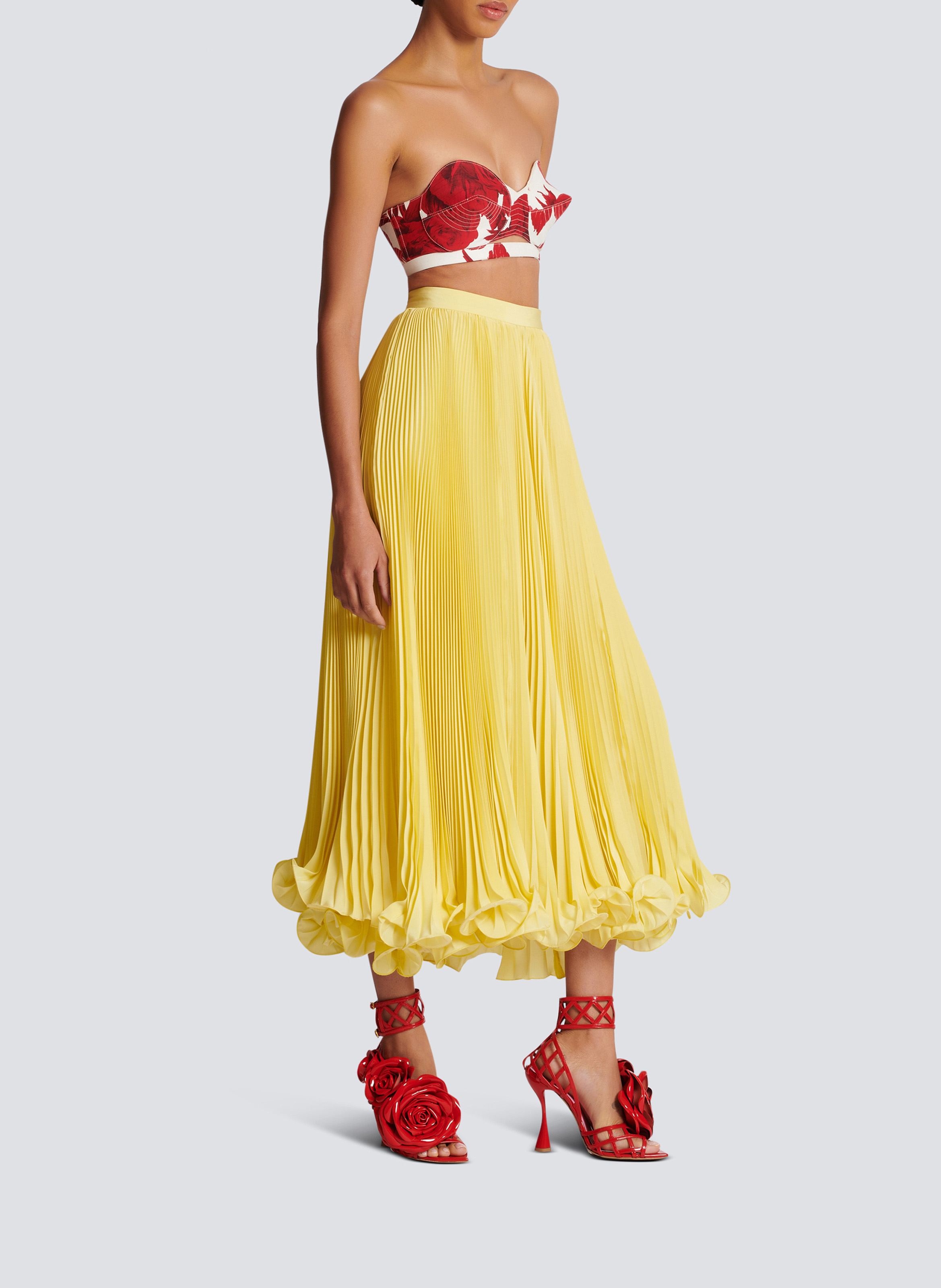 JUPE LONGUE PLISSéE à VOLANTS - BALMAIN pour FEMME | Printemps.com
