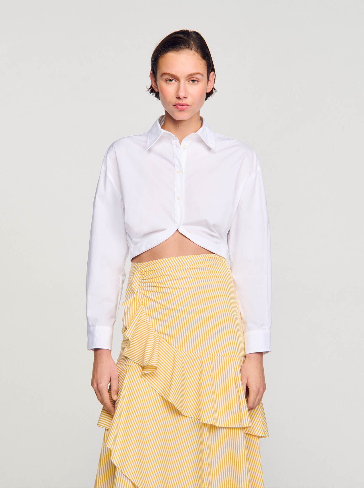 CHEMISE COURTE COL CLASSIQUE EN COTON BIO - SANDRO pour FEMME ...