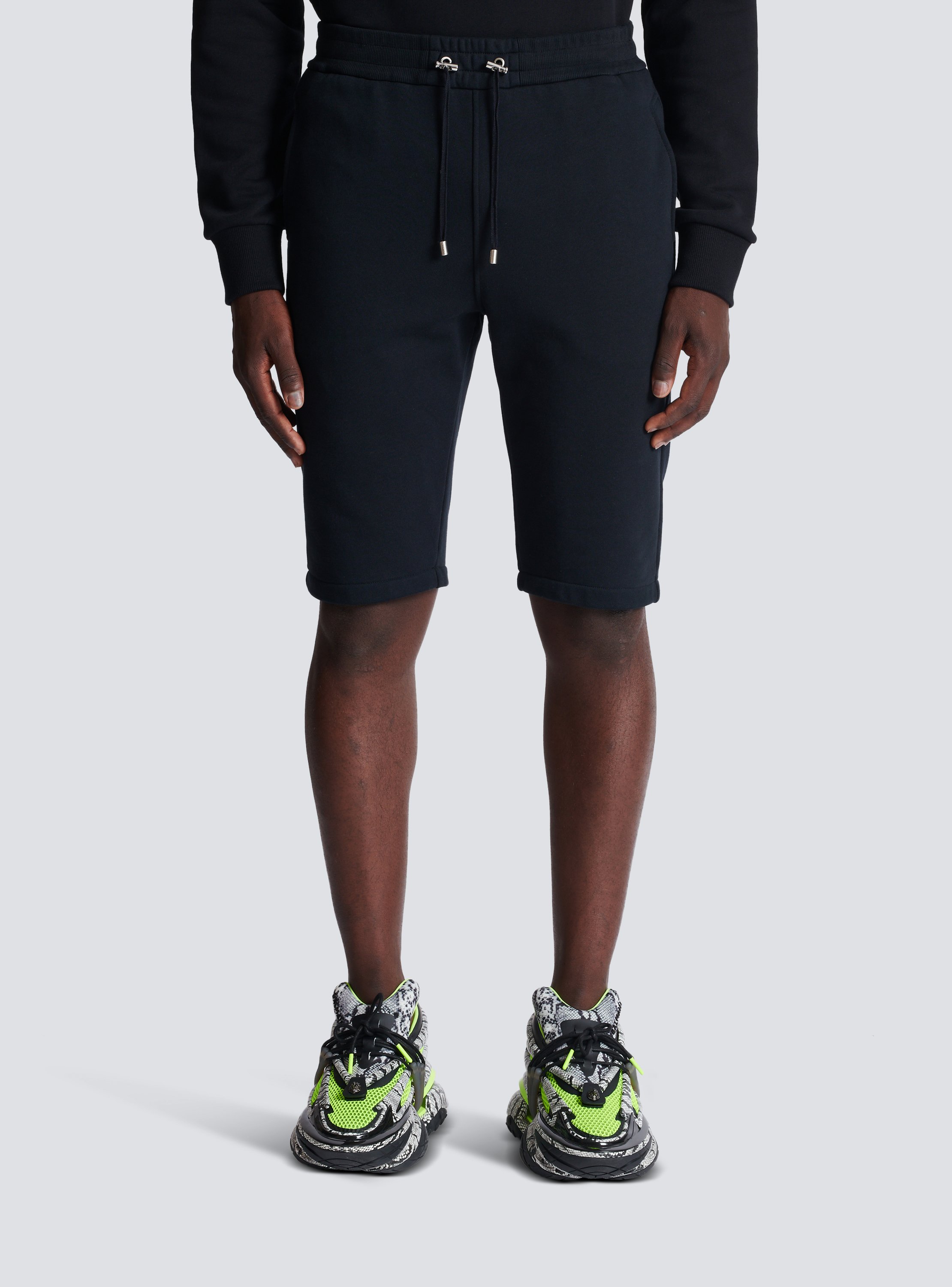 SHORT EN COTON FLOQUé LOGO BALMAIN PARIS - BALMAIN pour HOMME ...