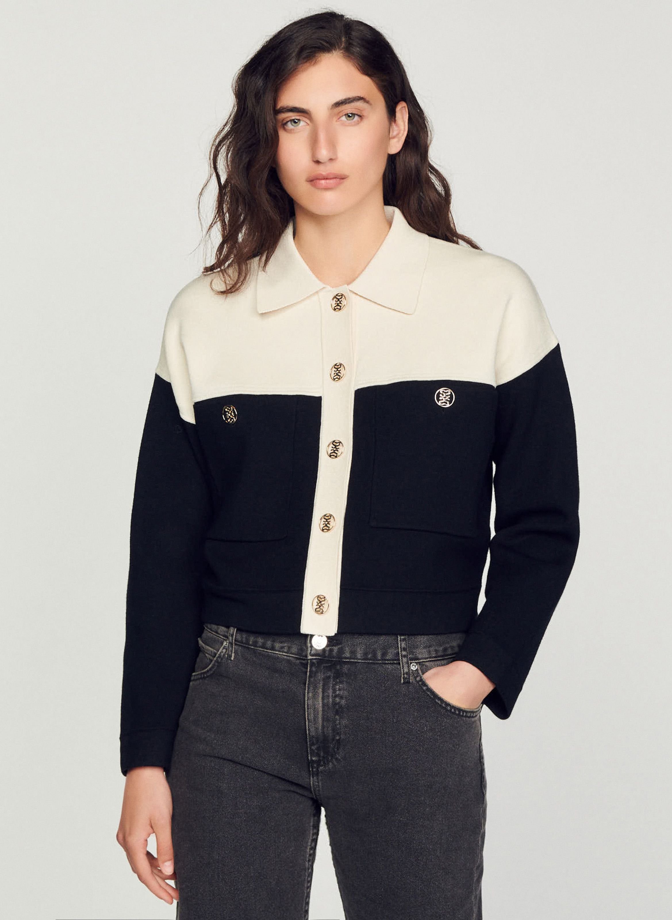 CARDIGAN COURT COL CLASSIQUE OVERSIZED - SANDRO pour FEMME | Printemps.com