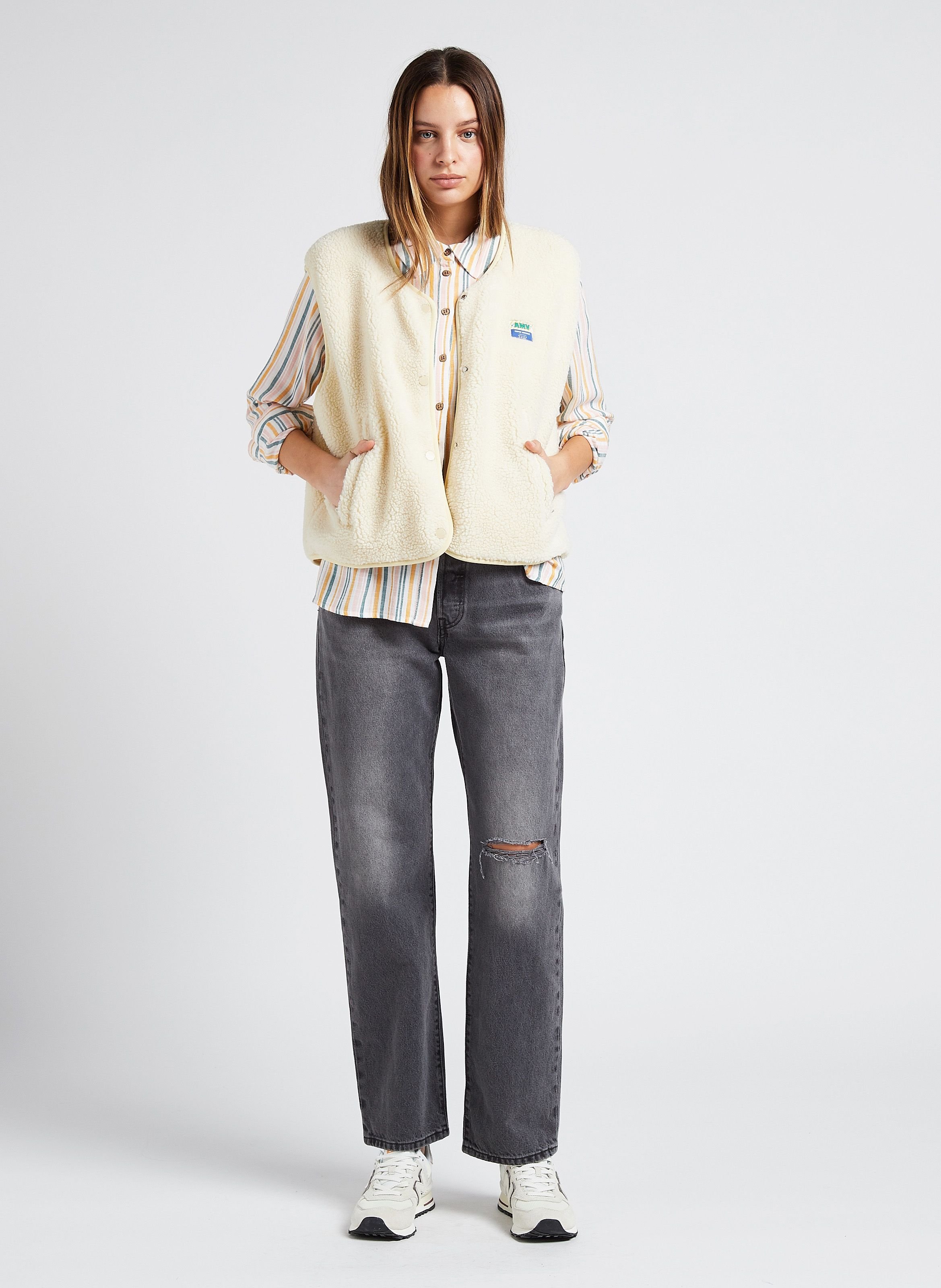 GILET COL ROND MOLLETONNé SANS MANCHES HOKTOWN - AMERICAN VINTAGE pour ...