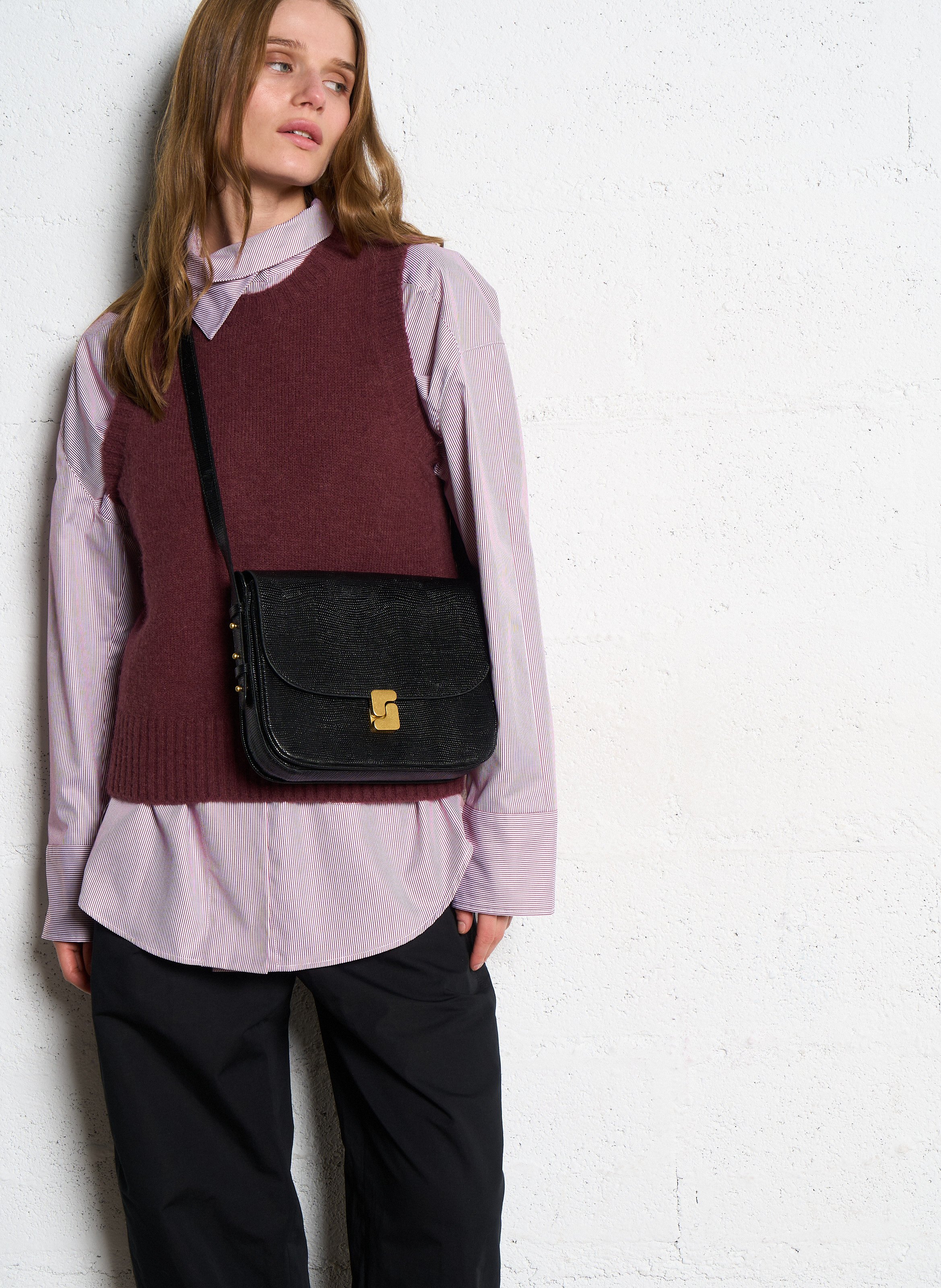 Sac Bandoulière Embossé Lézard En Cuir Bellissima Maxi - Soeur Femme ...