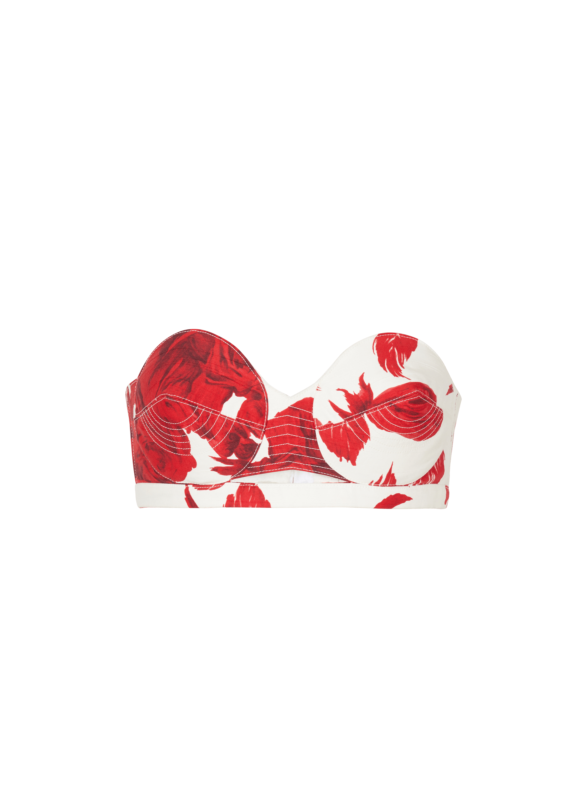 TOP COURT BUSTIER IMPRIMé RED ROSES - BALMAIN pour FEMME | Printemps.com