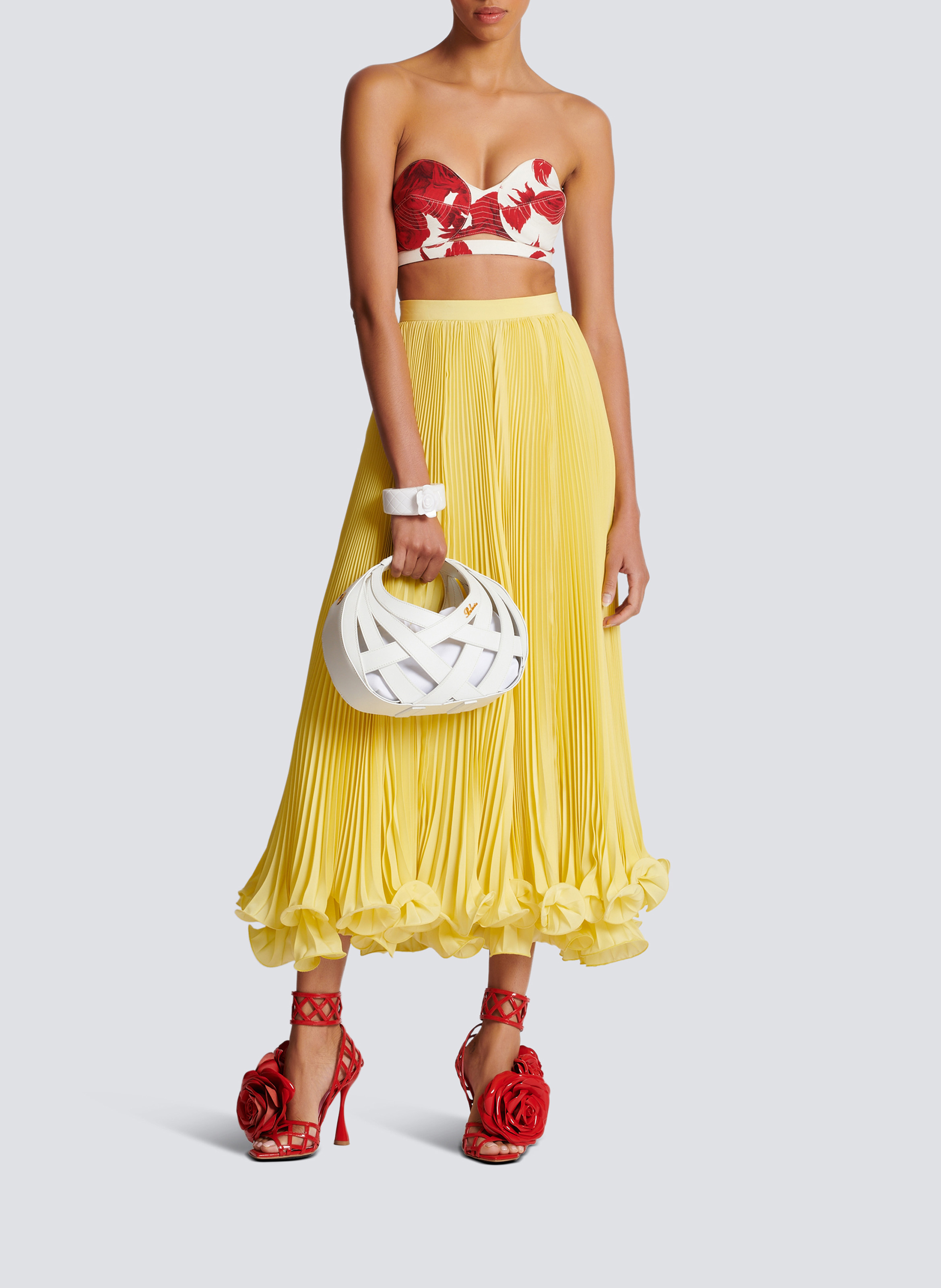 TOP COURT BUSTIER IMPRIMé RED ROSES - BALMAIN pour FEMME | Printemps.com