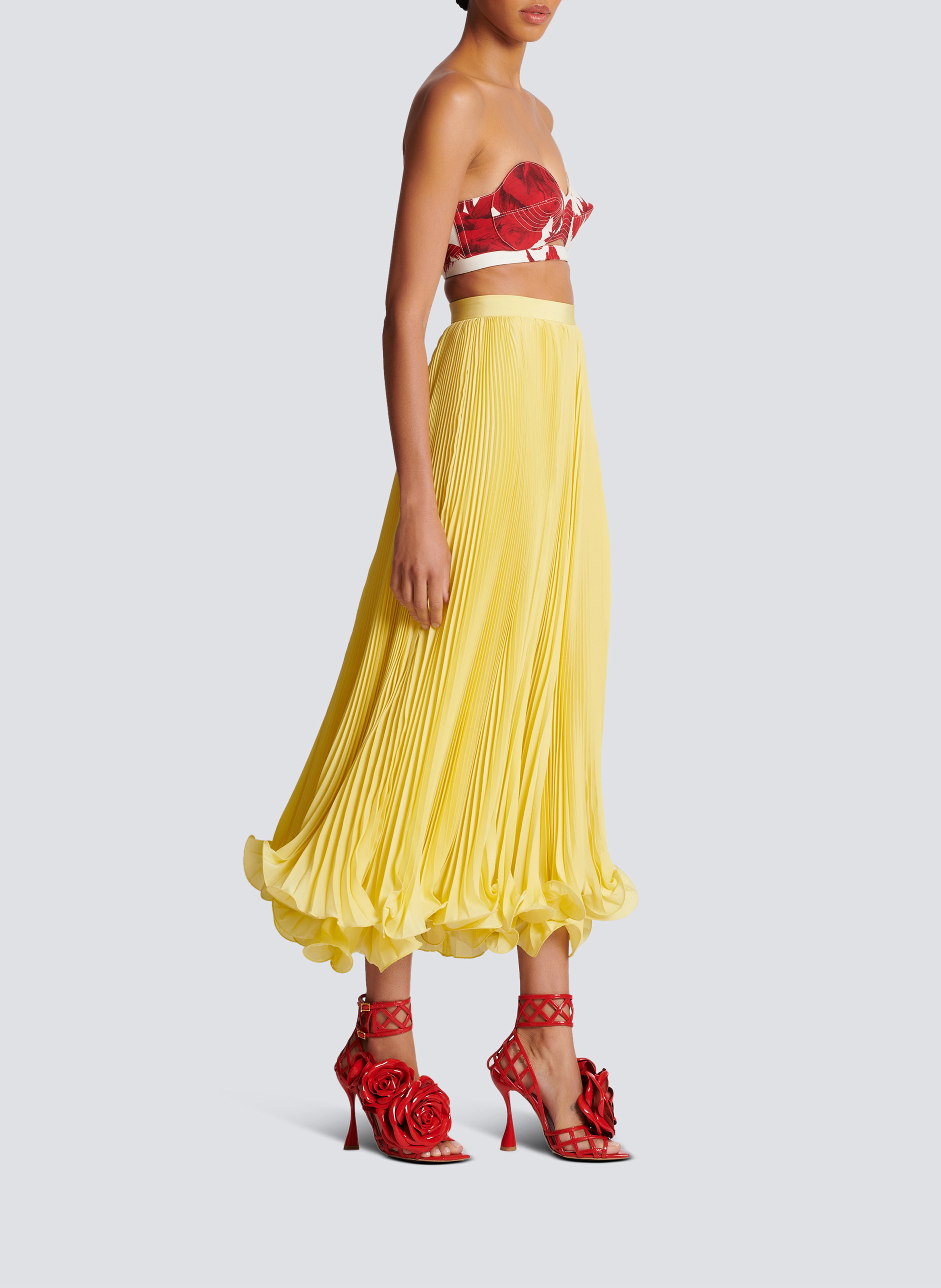 TOP COURT BUSTIER IMPRIMé RED ROSES - BALMAIN pour FEMME | Printemps.com